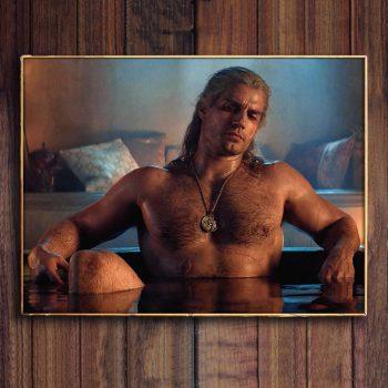 Geralt of Rivia Henry Cavill Witcher Bathtub Scene Wall Art Poster